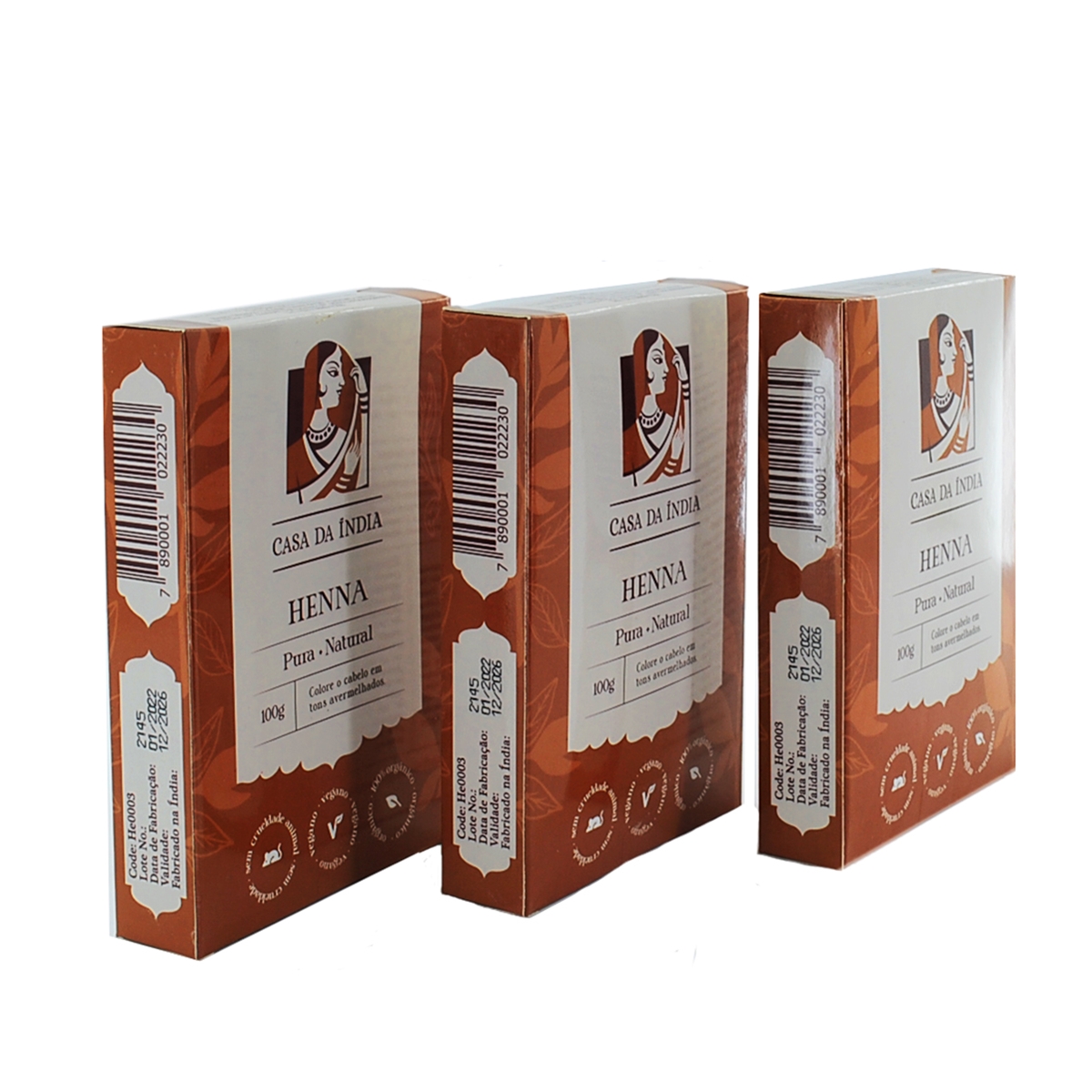 kit com 3 Caixas de Henna Pura